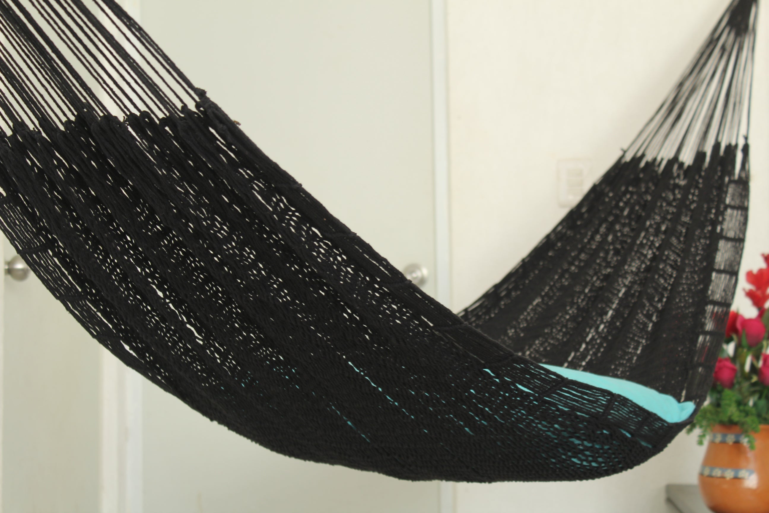 Hamaca de Algodon Elaborada a Mano Tamaño Individual Color Negro ...