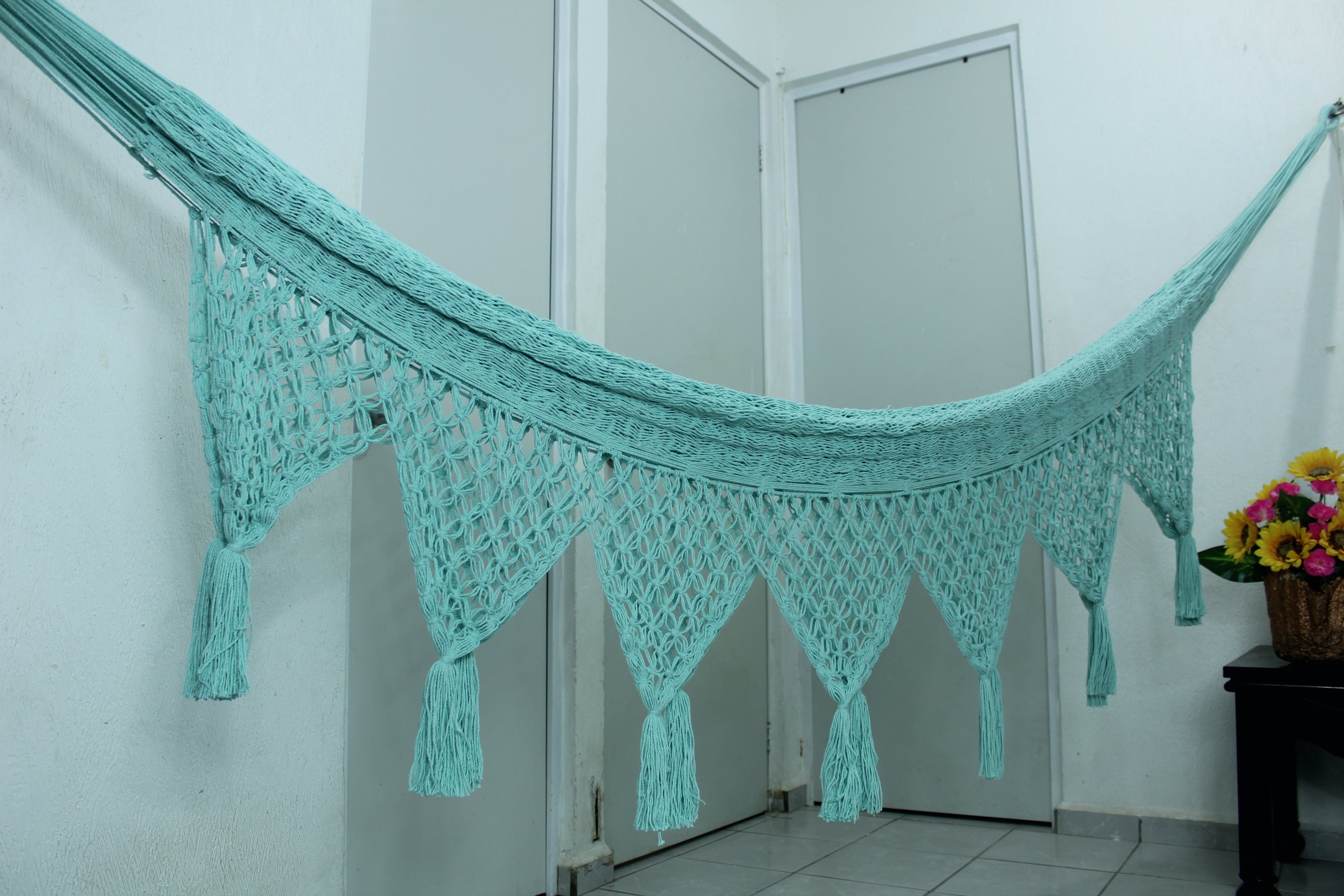 Hamaca De Algodón Con Macrame Hilo Grueso Modelo Cozumel – hamacas vinalay