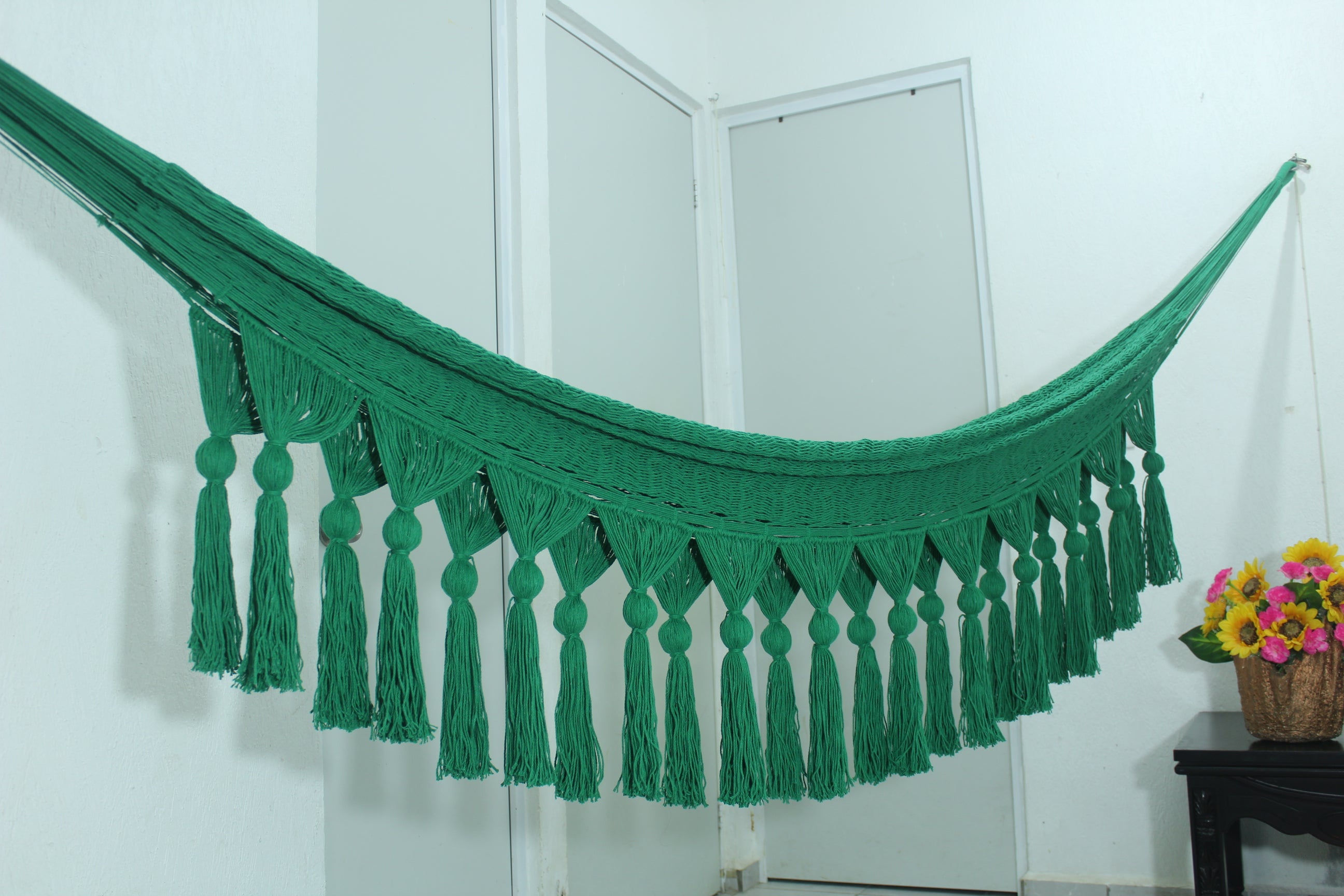 Hamaca De Algodon Artesanal Con Esferas Color Verde – hamacas vinalay
