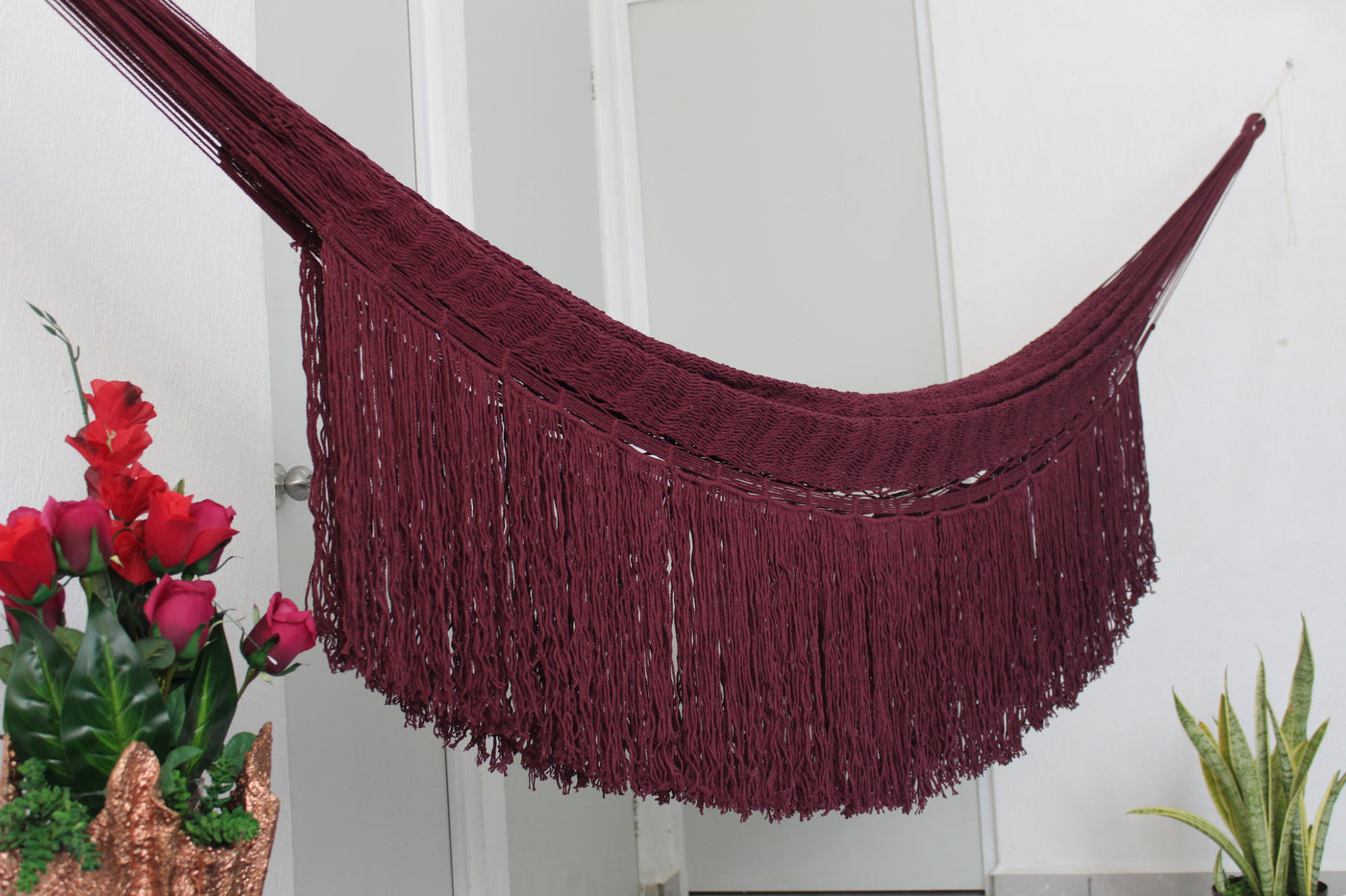 Hamaca Artesanal de Algodon Modelo Tulum Color Vino – hamacas vinalay